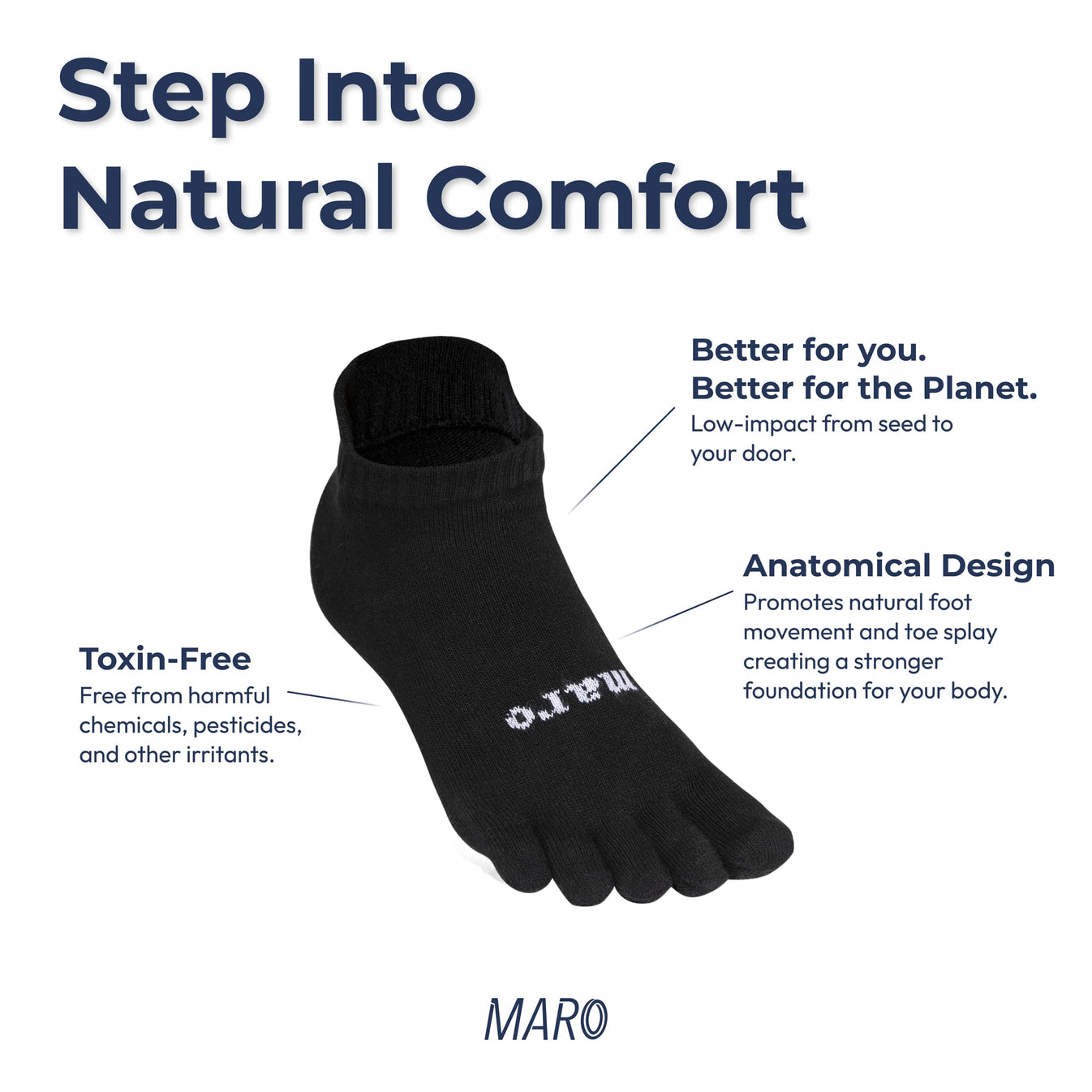 Organic Cotton Everyday No Show Toe Socks – MARO